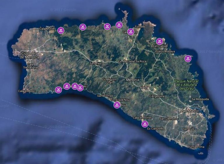 Mapa de las mejores calas de Menorca - Menorca Nautic Blog